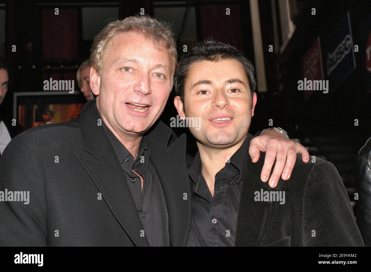 French TV presenters Laurent Boyer (L) and Jerome Anthony attend the ...