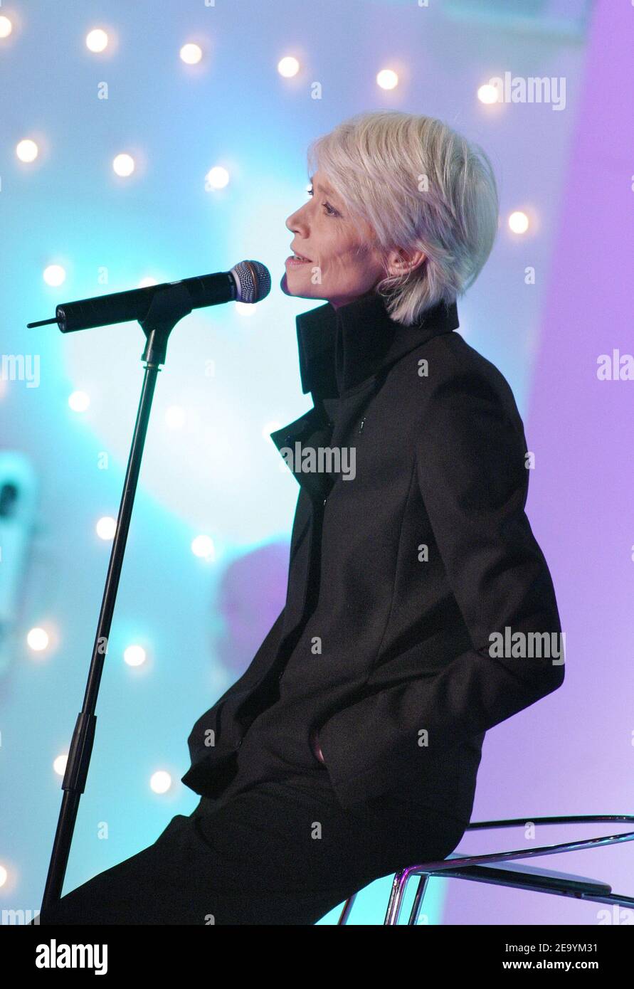 French singer Francoise Hardy performs her songs for the taping of ...