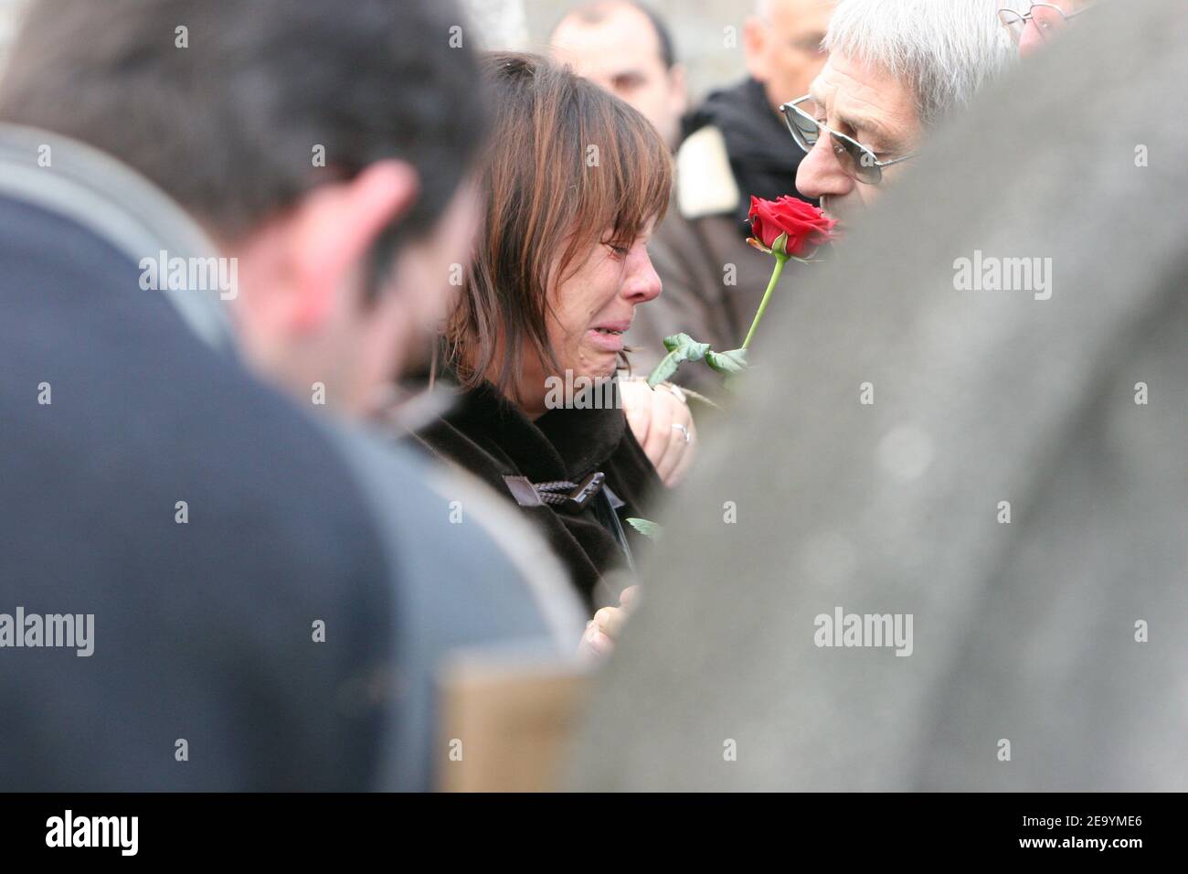 French actress Michele Bernier at the funeral of her father, humorist ...