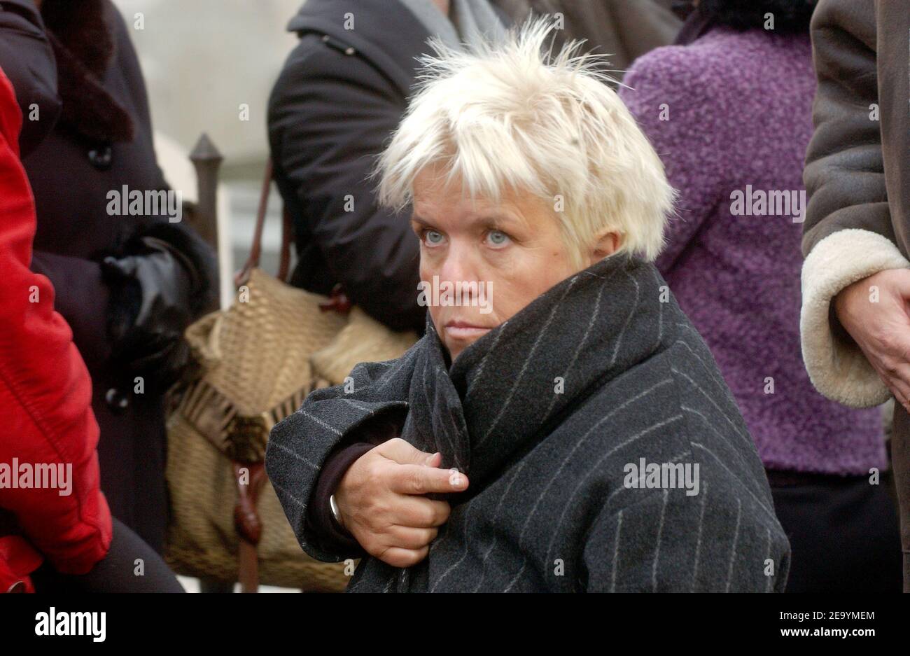 French actress Mimie Mathy attends the funeral of humorist and 'Hara ...