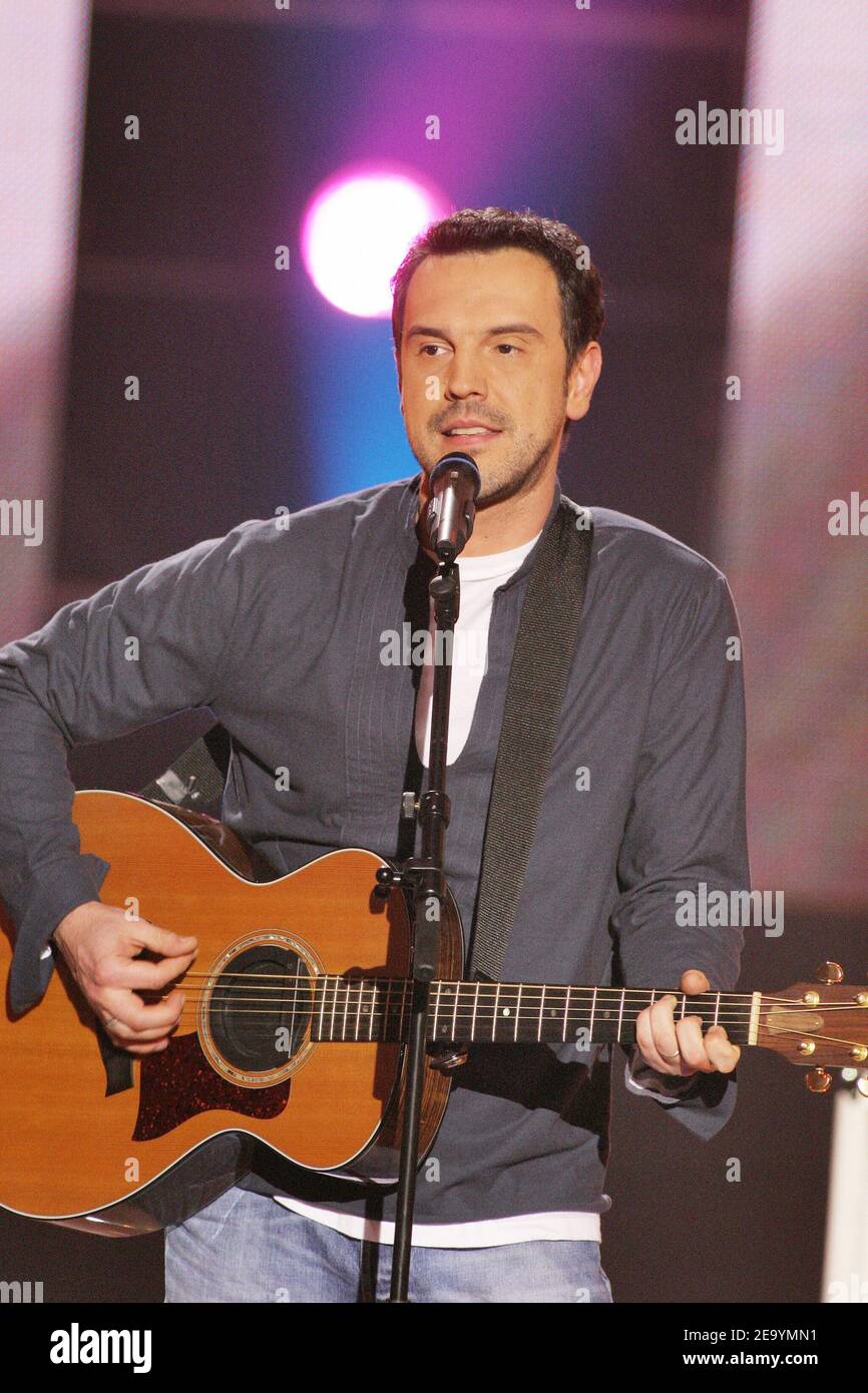French Singer Gerald de Palmas performs during the celebration of the ...