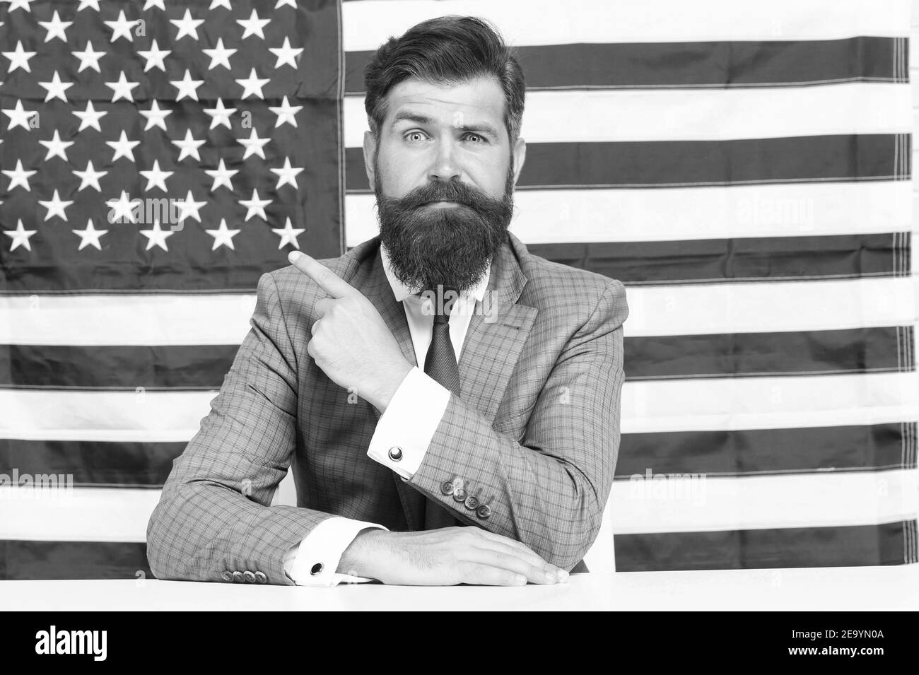 Man officiary placement working for american government USA flag ...