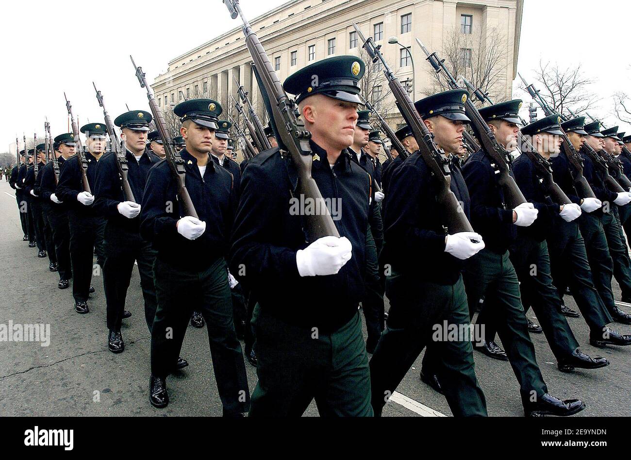 Rehearsal of George W. Bush's inaugural parade in Washington, D.C ...