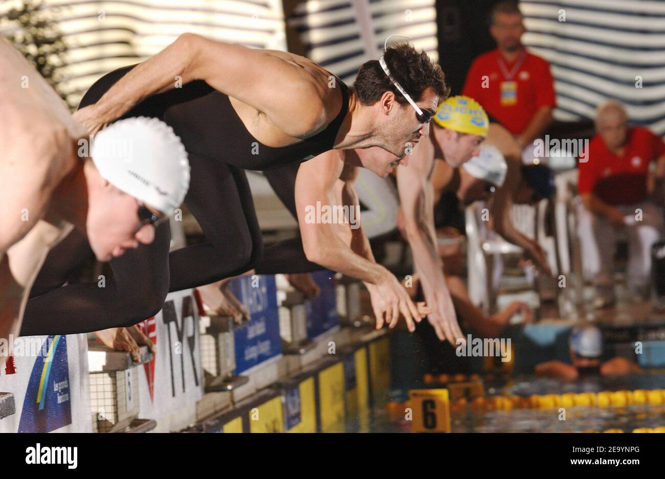 Start of the Algerian swimmer Salim Illes (100 M freestyle men) during ...