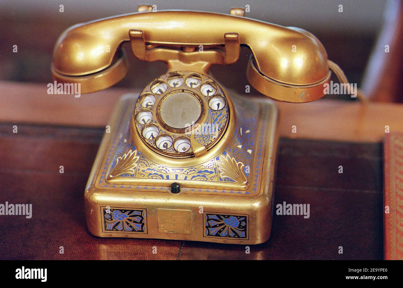 EXCLUSIVE. A golden telephone on the Shah's desk in his 300 square ...