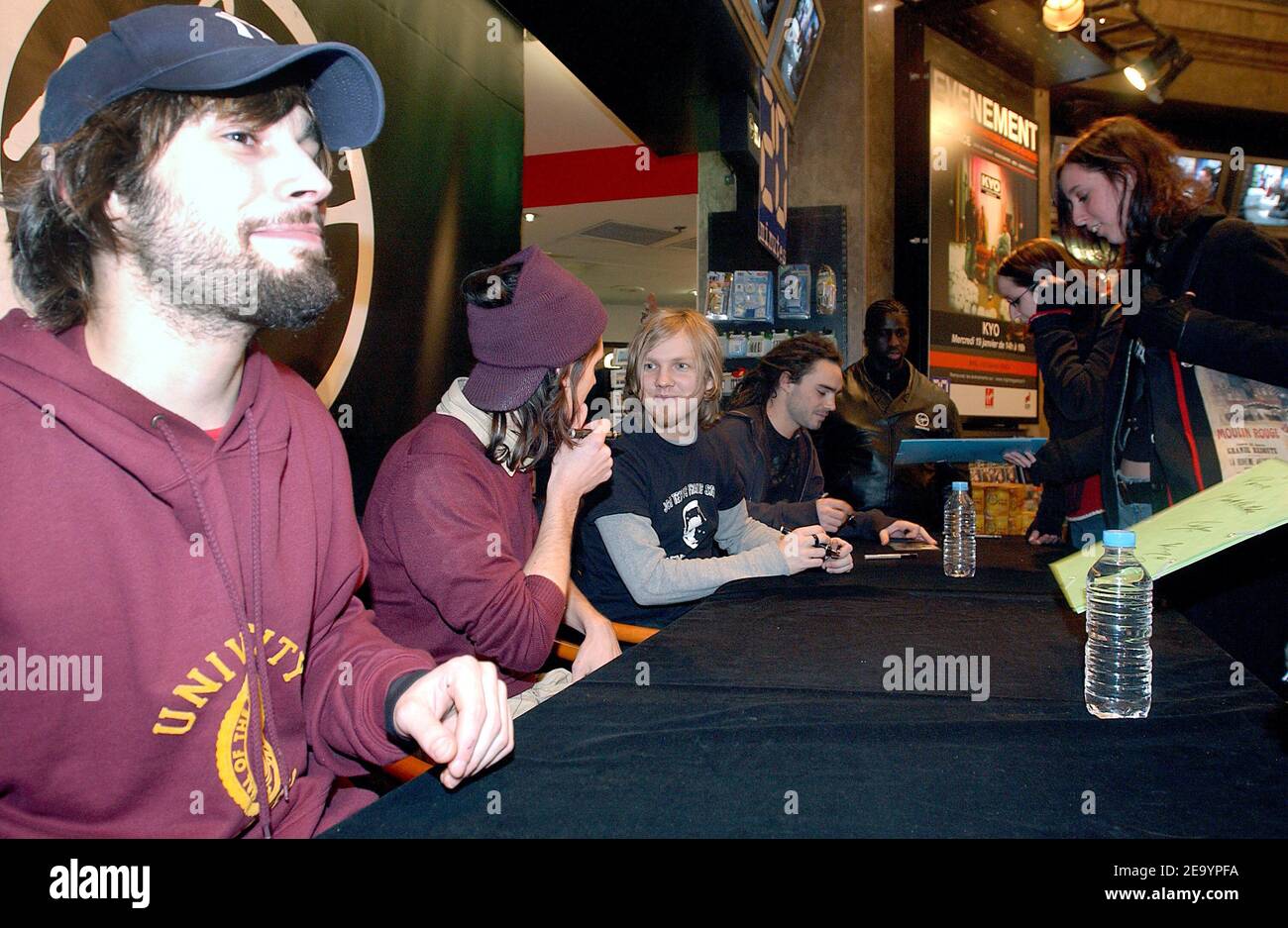 French rock group Kyo during an autograph session for the promotion of ...