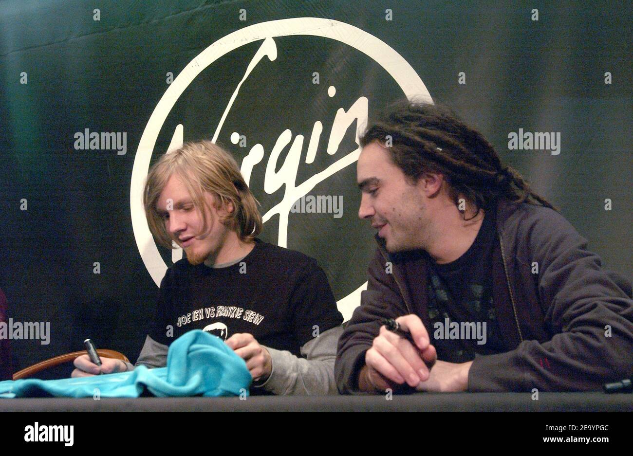 French rock group Kyo during an autograph session for the promotion of ...