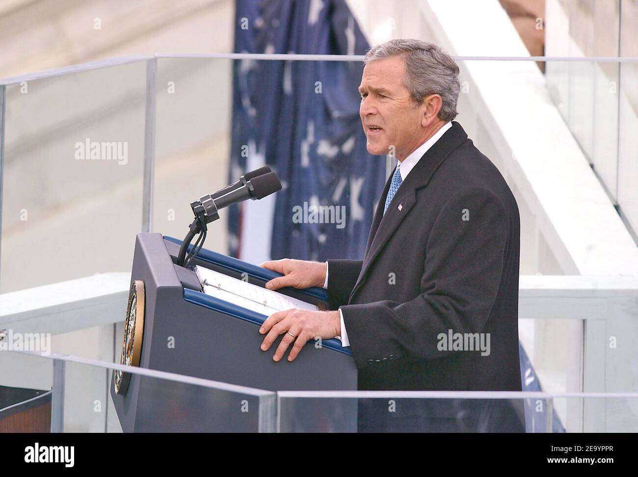 U.S. President George W. Bush delivers his Inauguration Day speech ...