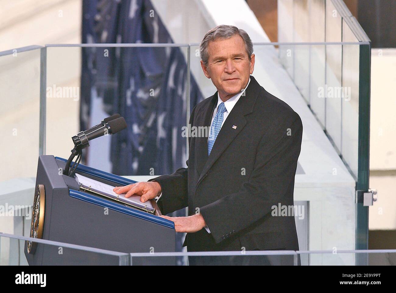 U.S. President George W. Bush delivers his Inauguration Day speech ...