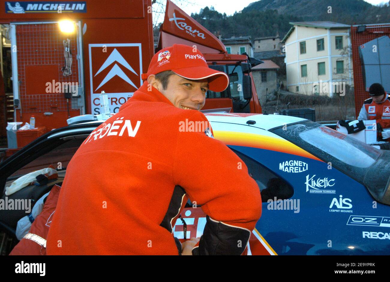 World Champion rally driver Sebastien Loeb of France poses in front of ...