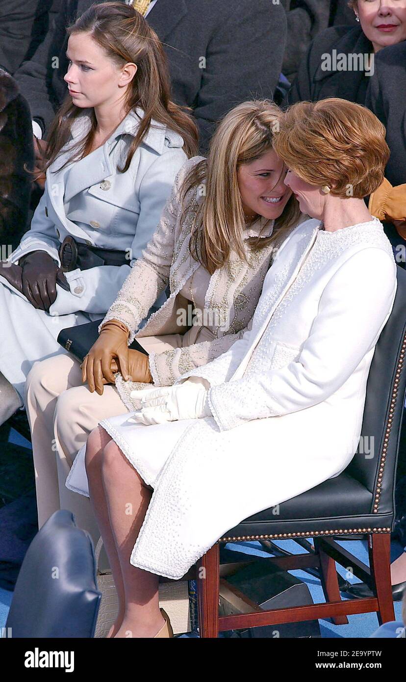 Jenna and Barbara Bush interact with their mother Laura Bush during ...