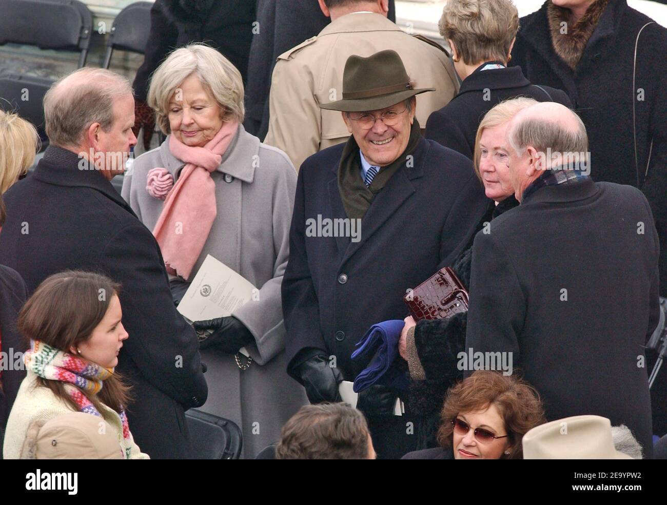 Secretary Of Defense Donald Rumsfeld Meets And Greets During