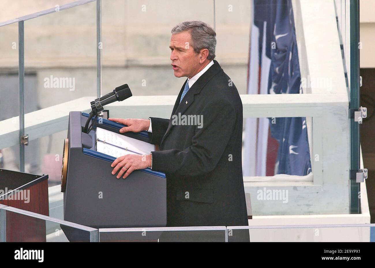 U.S. President George W. Bush delivers his Inauguration Day speech ...