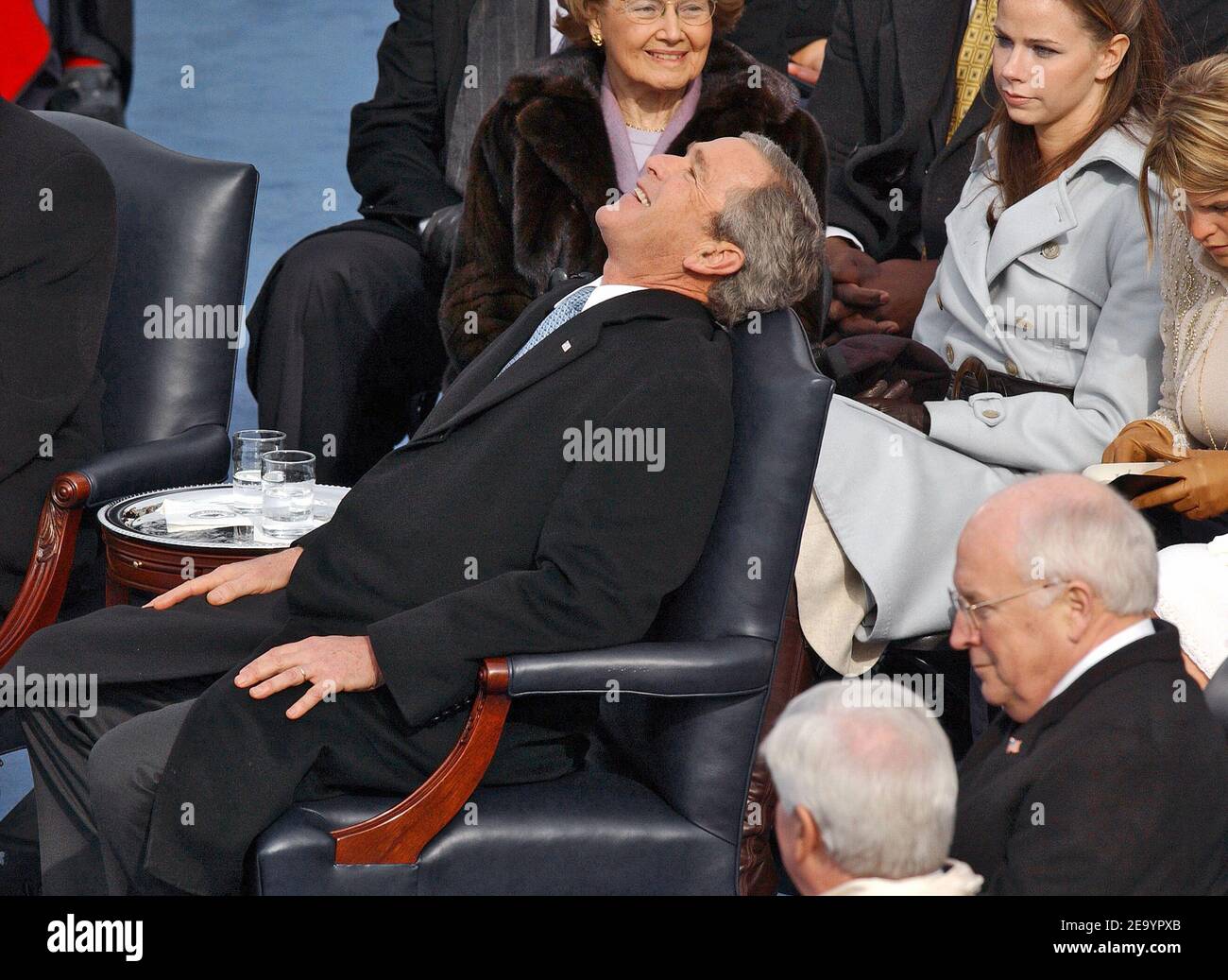 President George W. Bush has a laugh during Inauguration ceremonies on ...