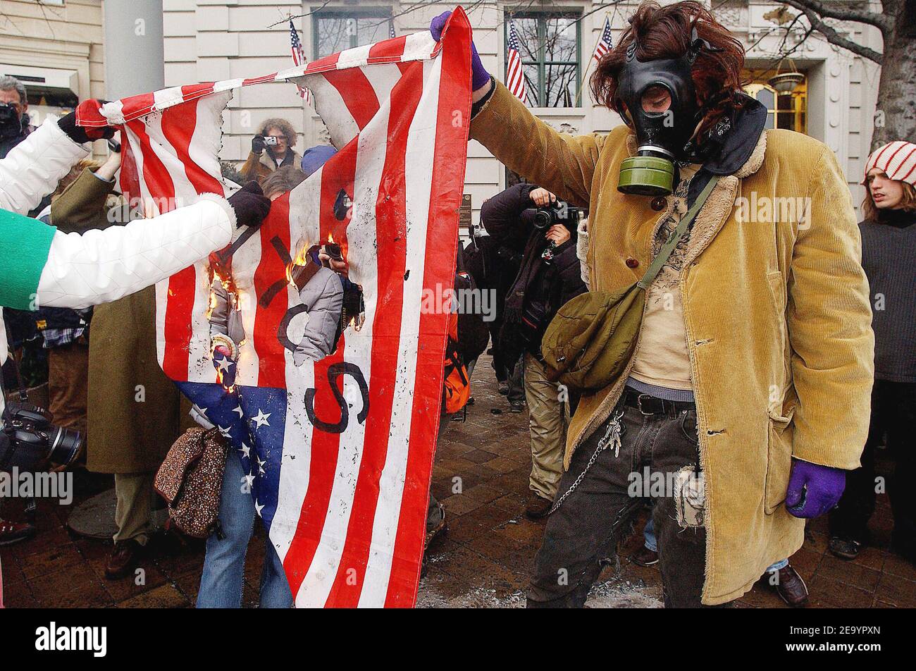 Protesters during the inauguration of George W Bush on Thursday January ...
