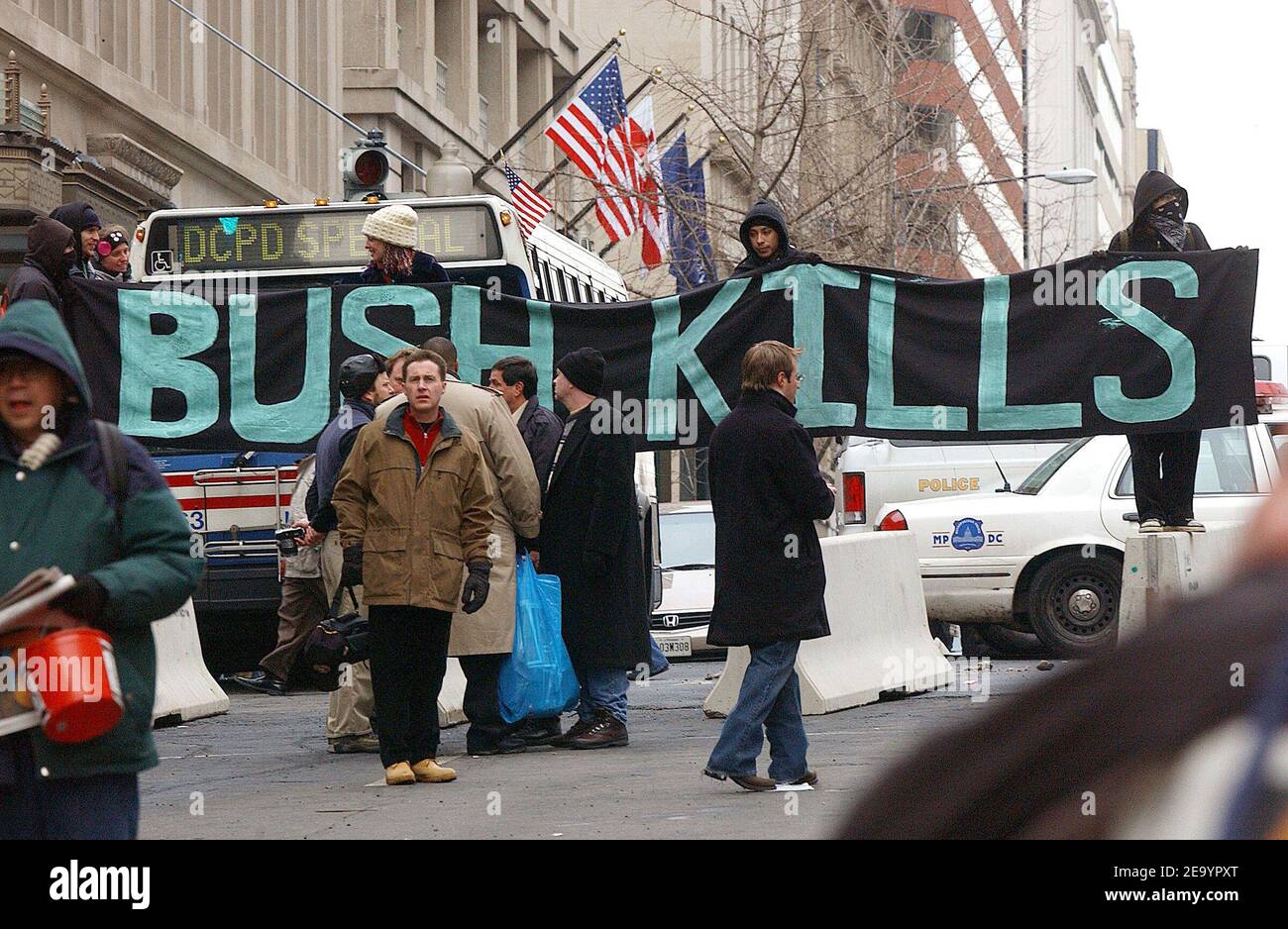 Protesters during the inauguration of George W Bush on Thursday January ...