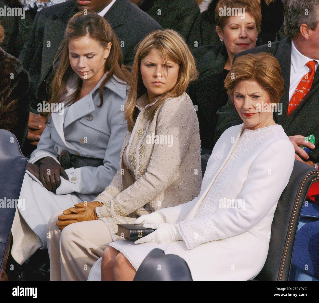 Barbara, Jenna and Laura Bush during Inauguration ceremonies on the ...