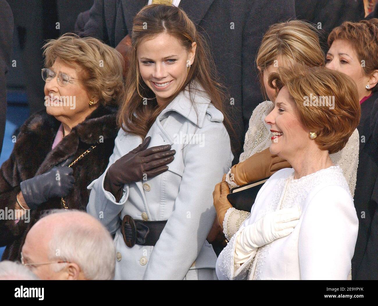 Barbara Bush smiles at her mother, Laura Bush during Inauguration ...