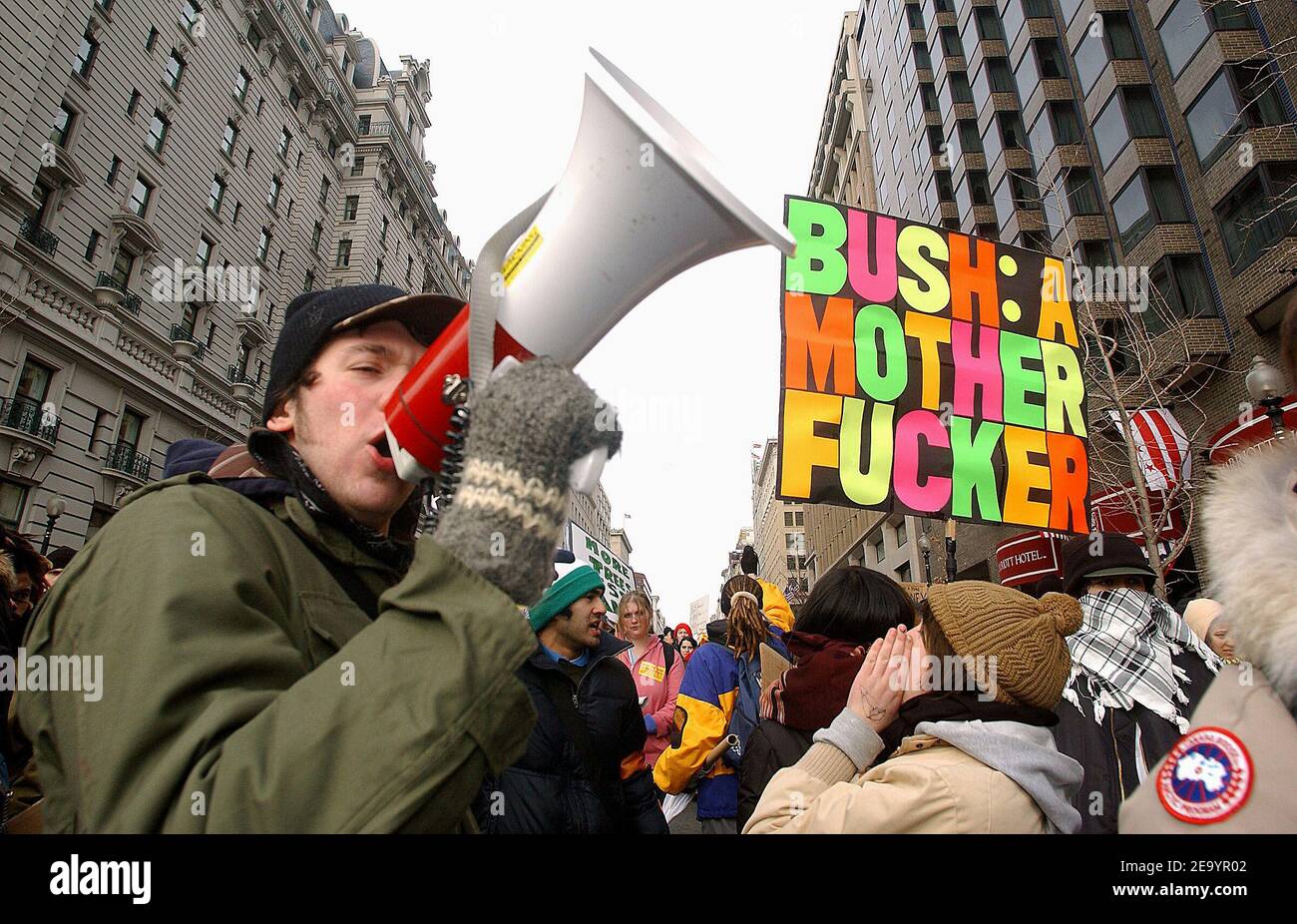Protesters during the inauguration of George W Bush on Thursday January ...
