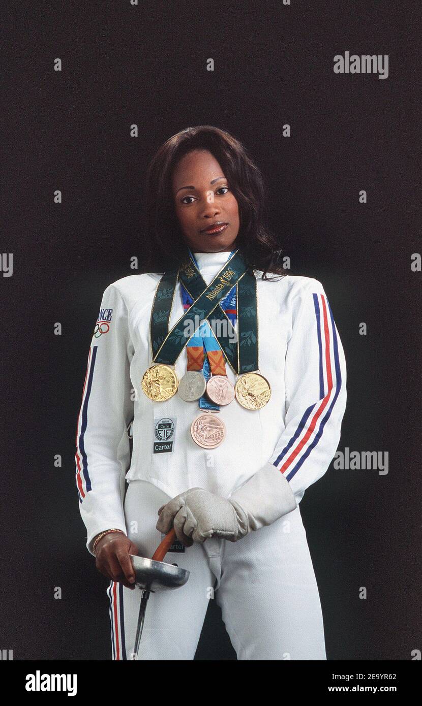 French fencer Laura Flessel-Colovic with 5 Olympics medals, 2 gold ...