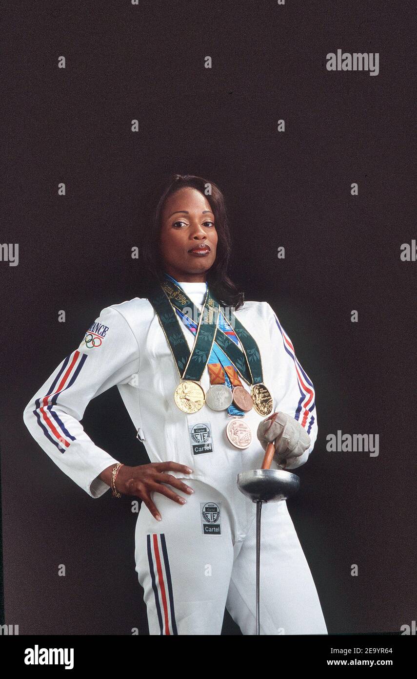 French fencer Laura Flessel-Colovic with 5 Olympics medals, 2 gold ...