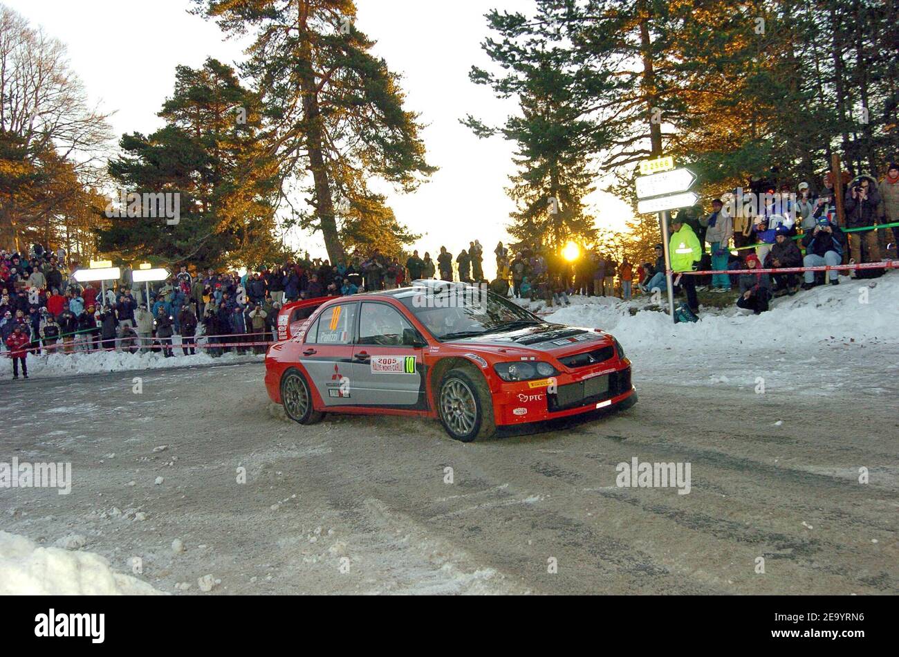 French driver Gilles Panizzi, Mitsubishi Lancer WRC during the Monte ...