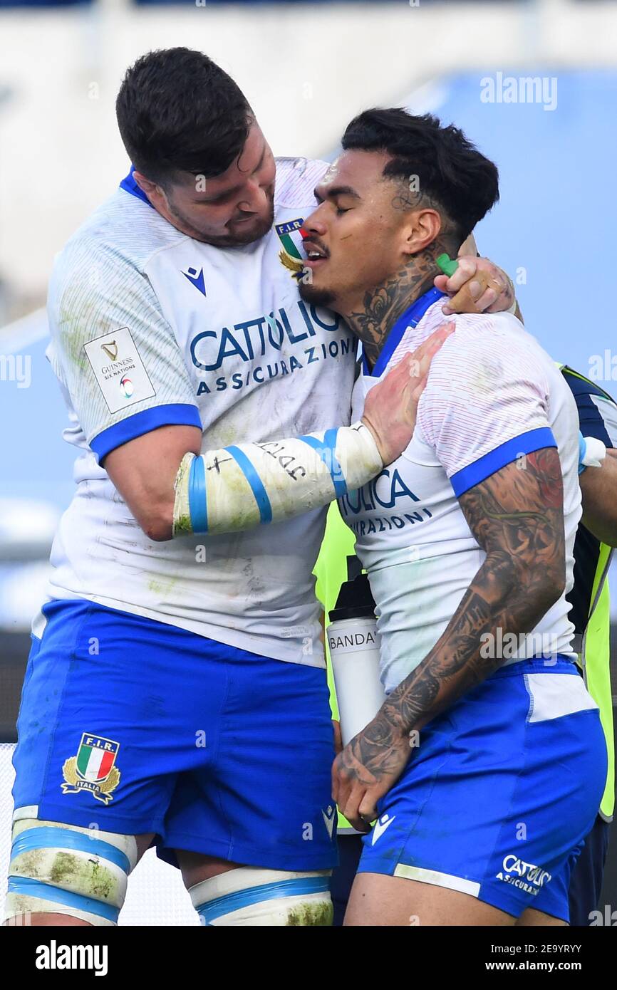 Monty Ioane of, Italy. , . Italy v France, Rugby, Six nation (Photo by ...