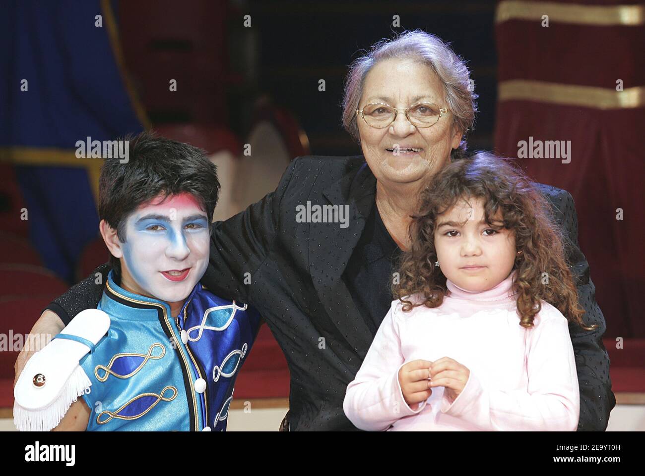 Circus owner Arlette Gruss poses with her grandchildren Kevin and Laura ...
