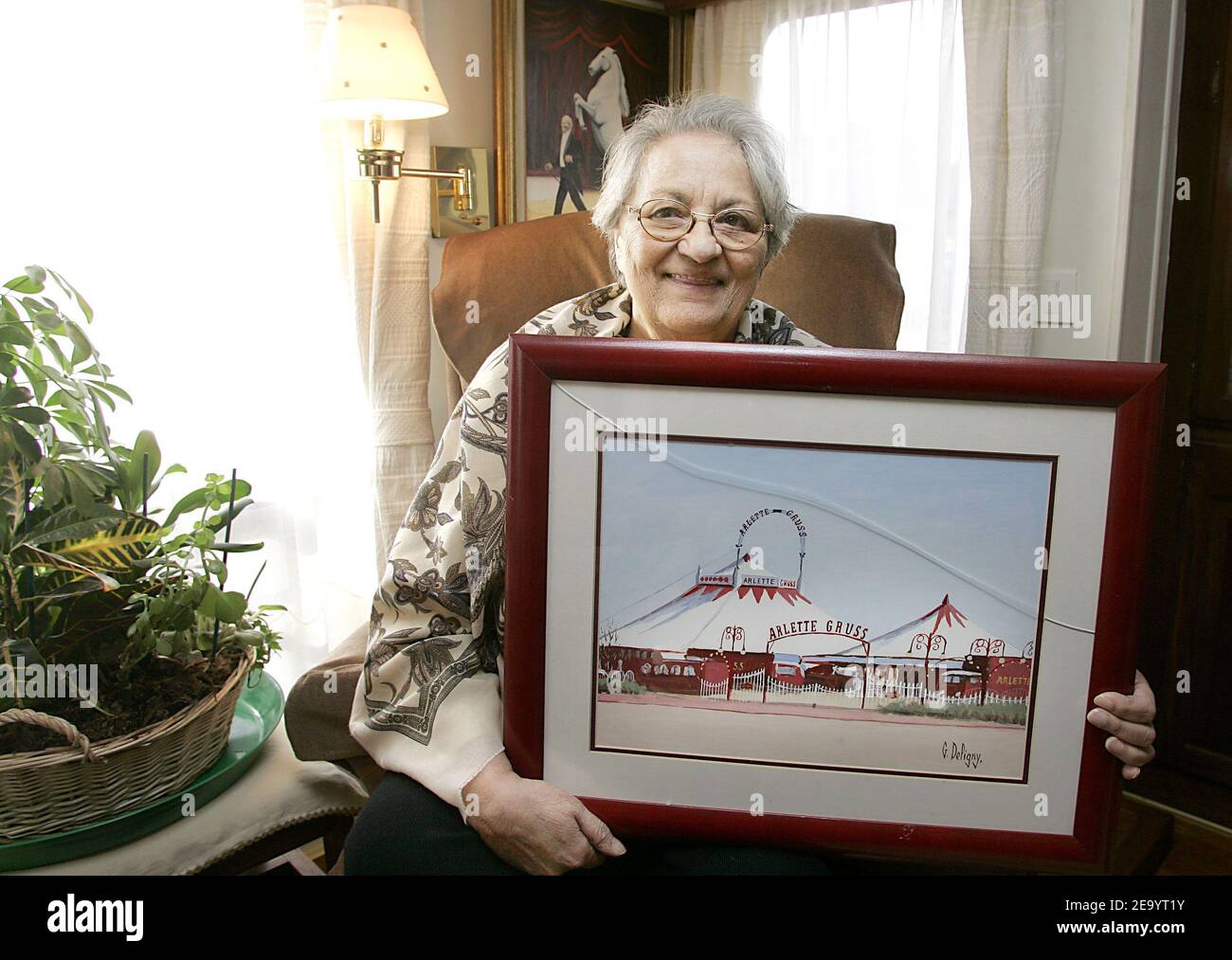 EXCLUSIVE. Circus owner Arlette Gruss poses in her mobilhome with a ...