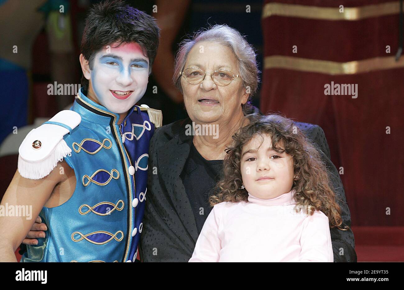 Circus owner Arlette Gruss poses with her grandchildren Kevin and Laura ...