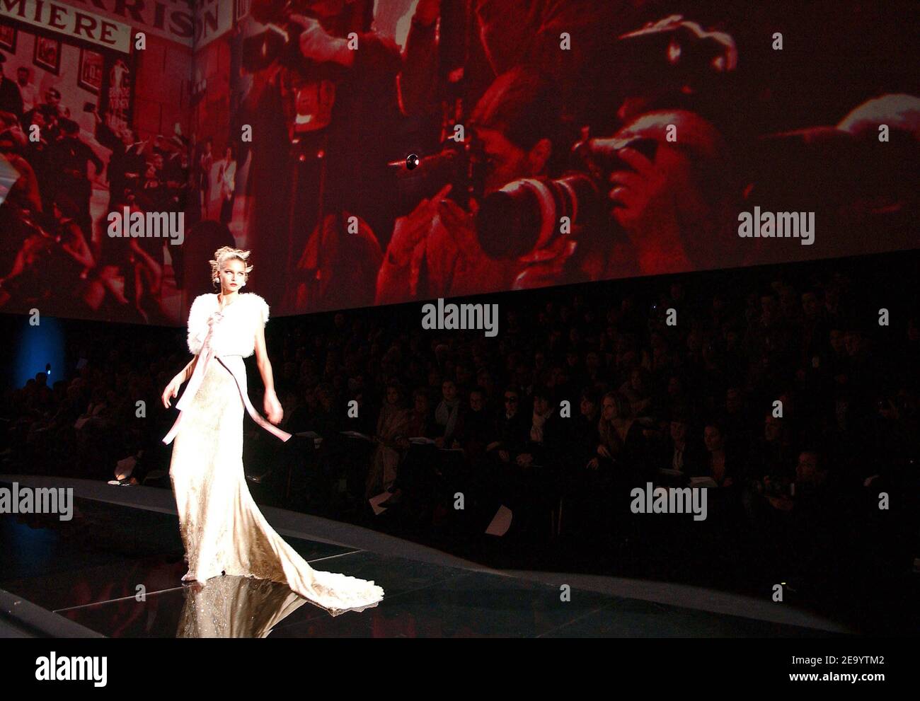A model displays a creation by Italian fashion designer Valentino at ...