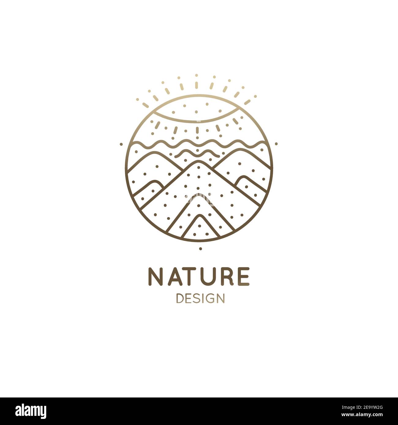 Vector logo of nature abstract elements. Round sacred symbol. Outline ...