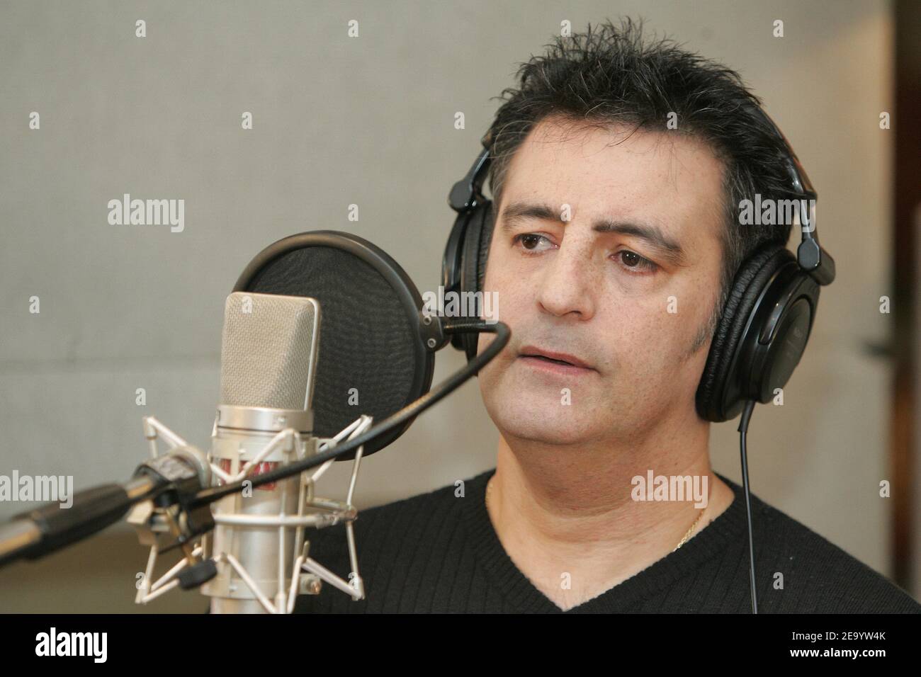 EXCLUSIVE. French singer Phil Barney attends the single recording for ...