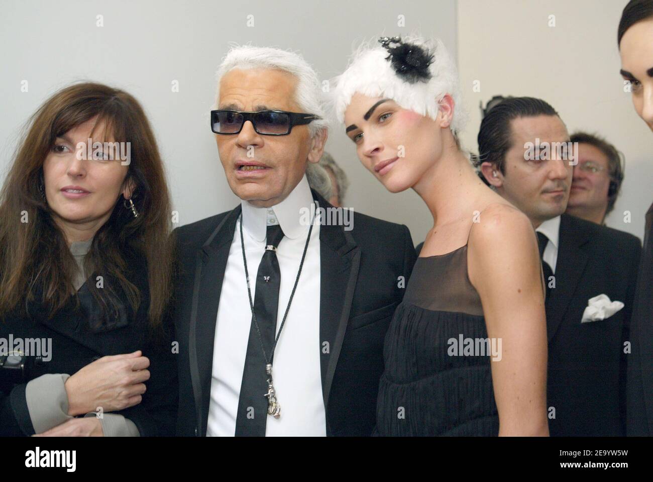 German fashion designer Karl Lagerfeld after the presentation of his ...