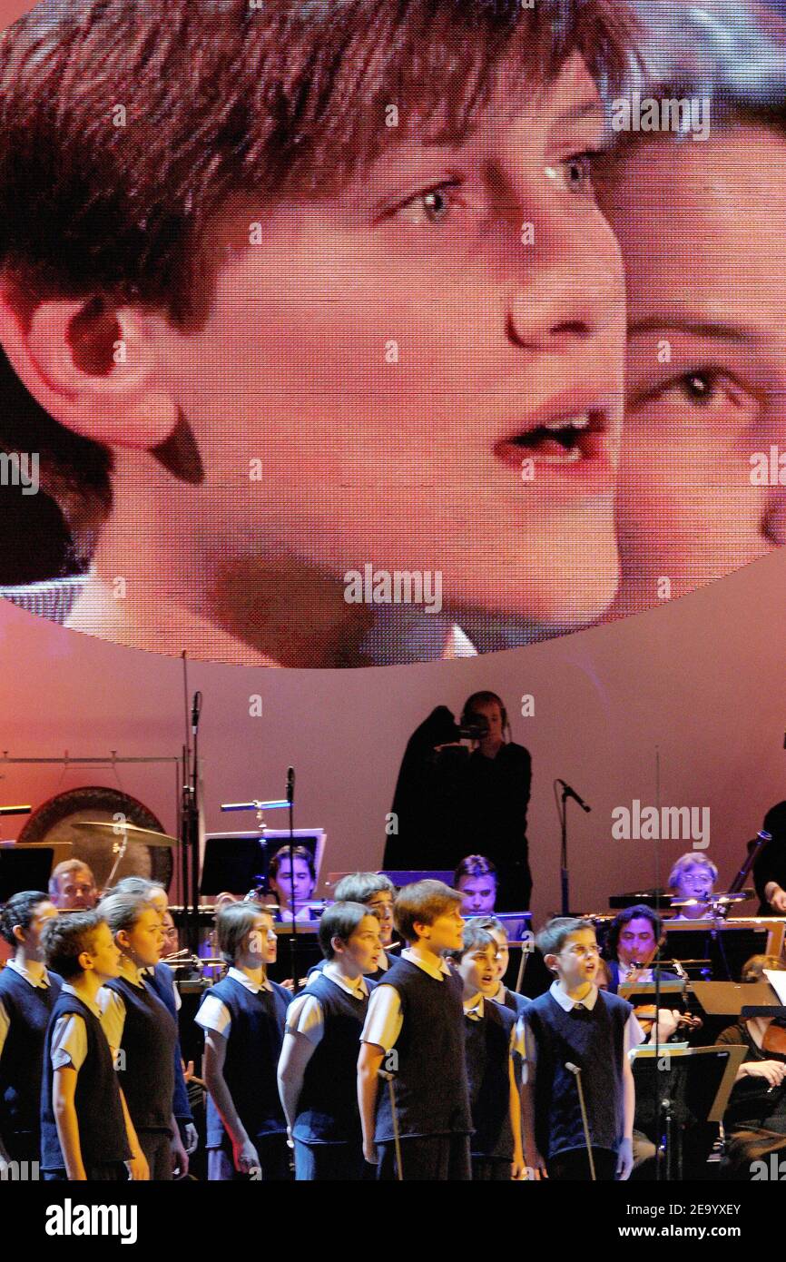 The chorists of St-Marc from the movie 'Chorists' perform in front of a ...
