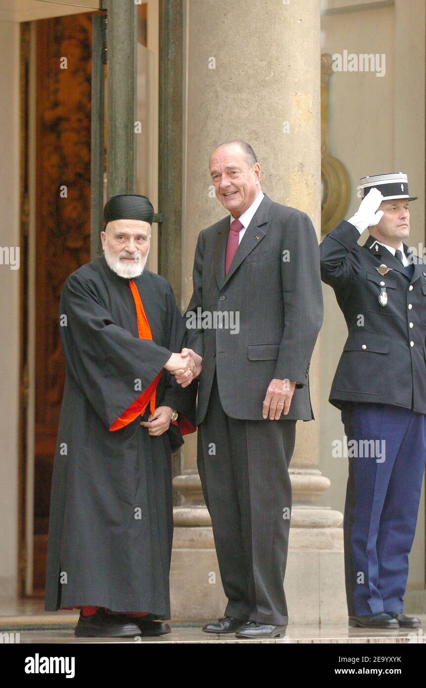 French President Jacques Chirac welcomes the Lebanese Patriarch of the ...