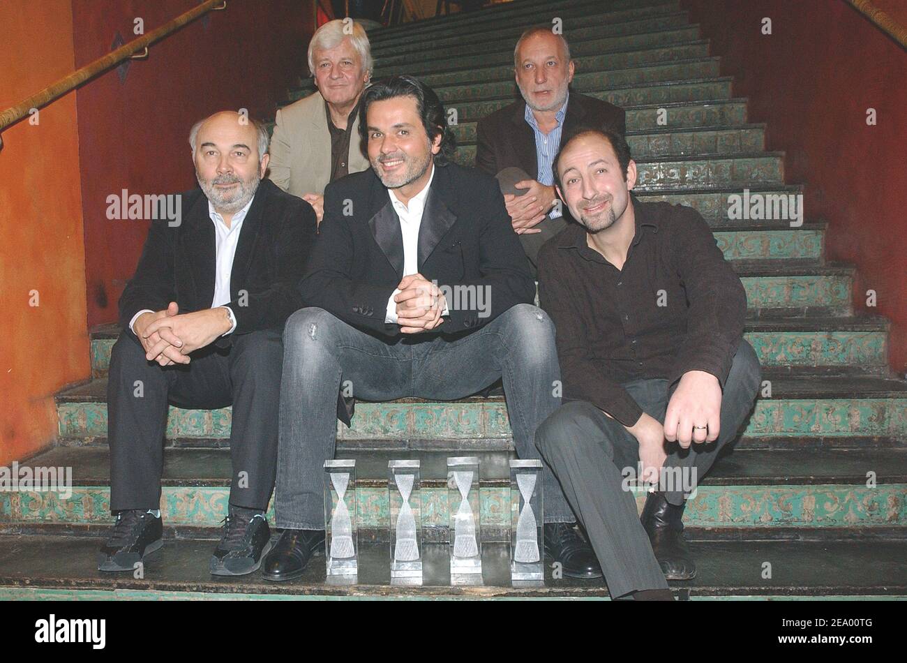(L-R) French actor Gerard Jugnot, actor and producer Jacques Perrin ...