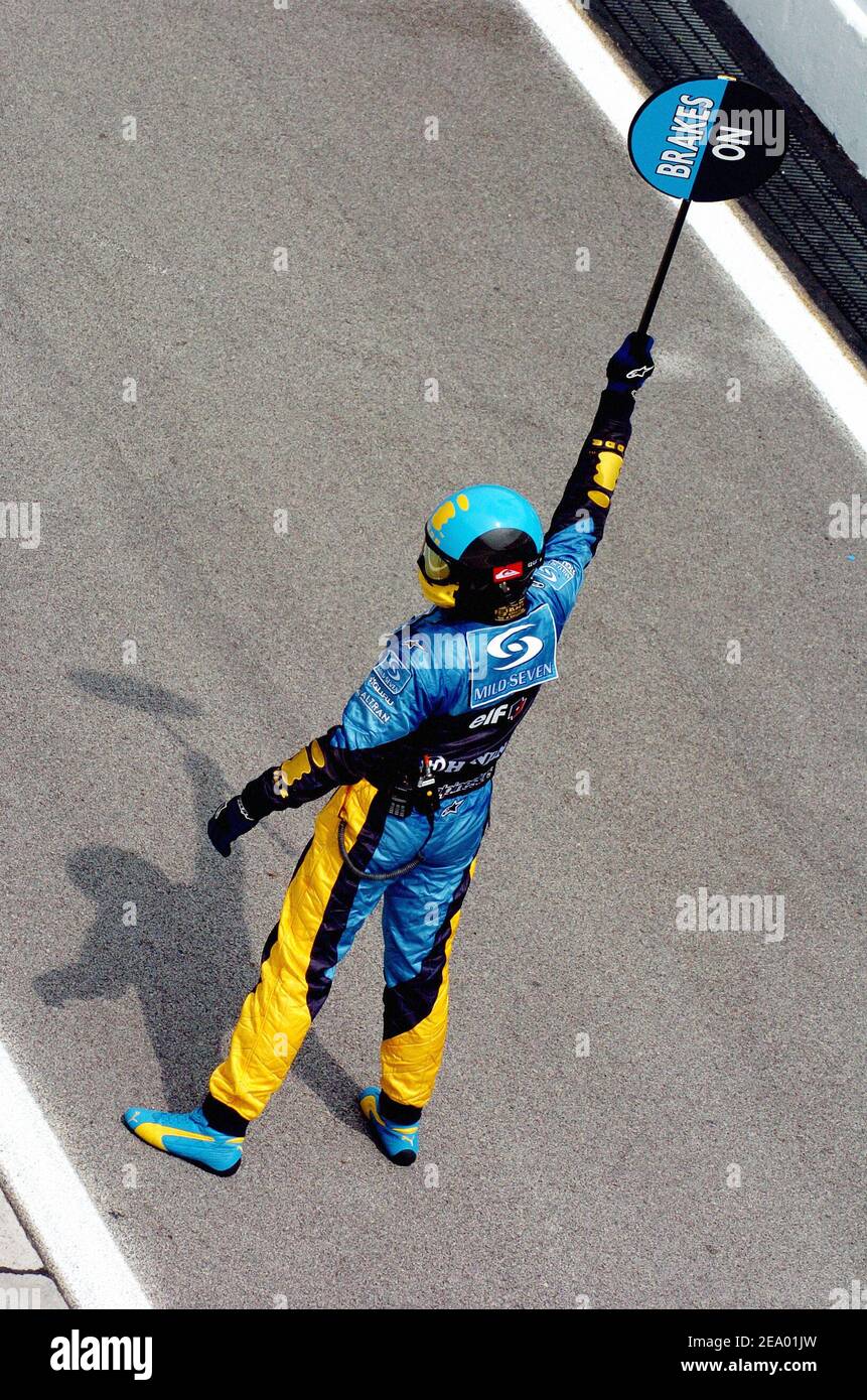 File picture of Pit Lane Stop in a car by the lolipop man during the ...