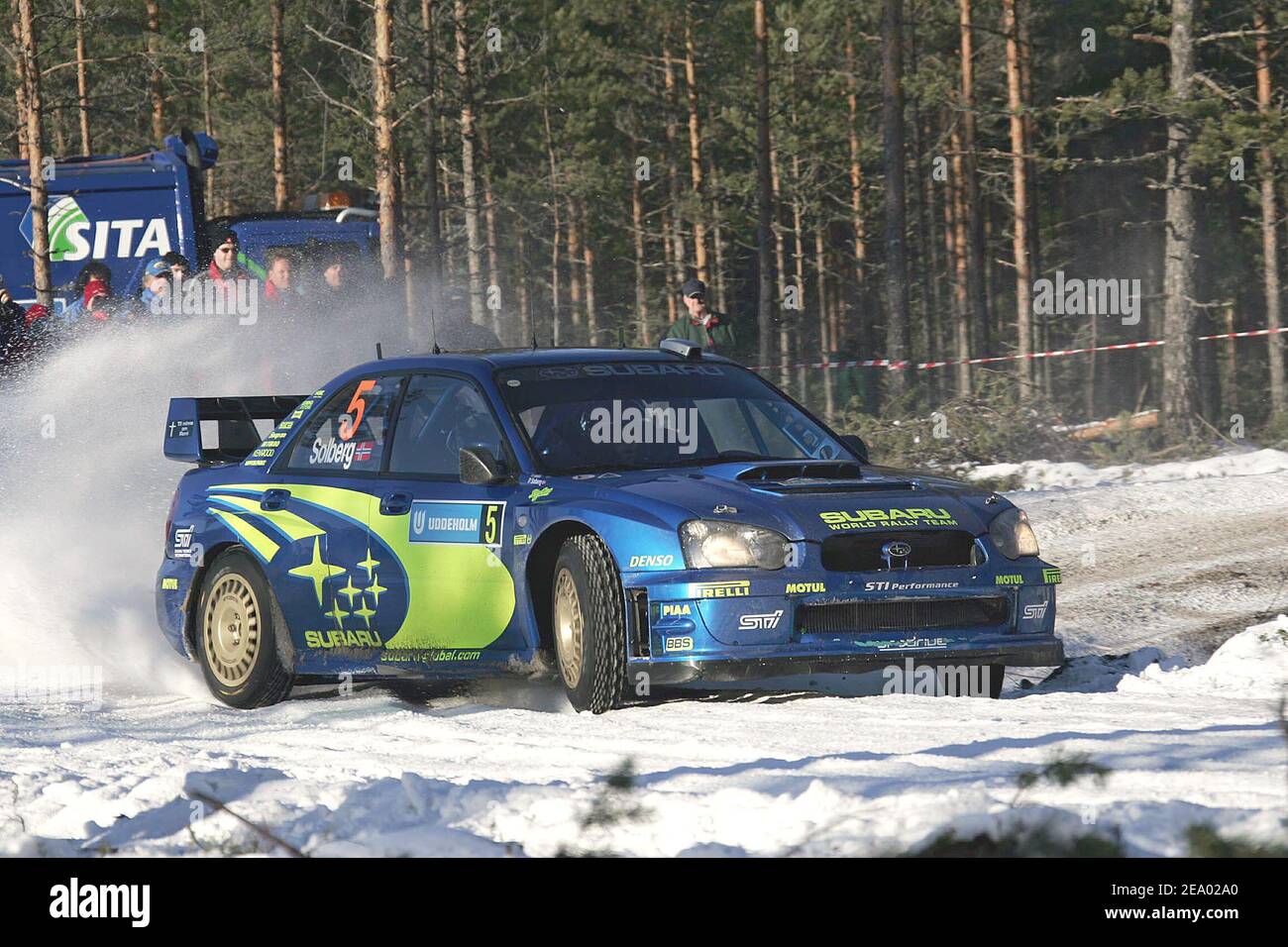 Norwegian driver Petter Solberg, Subaru Impreza WRC during the Swedish ...