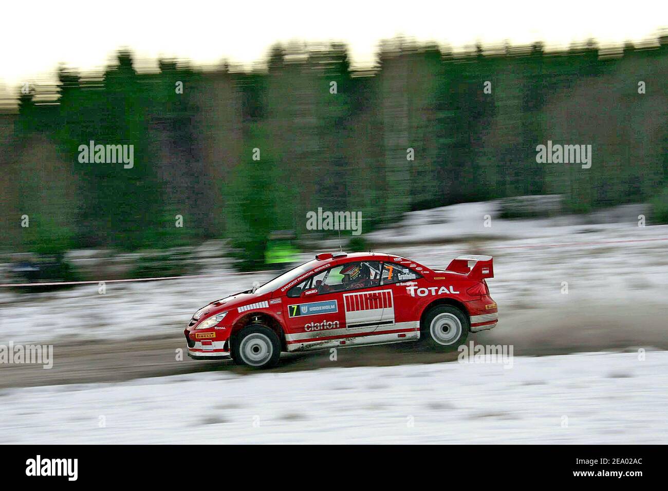 Finn driver Marcus Gronholm, Peugeot 307 WRC during the Swedish Rally ...
