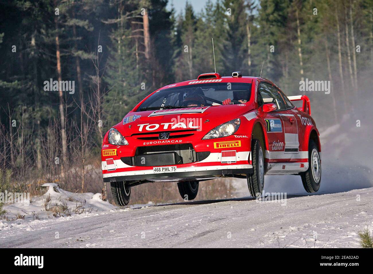 Finn driver Marcus Gronholm, Peugeot 307 WRC during the Swedish Rally ...
