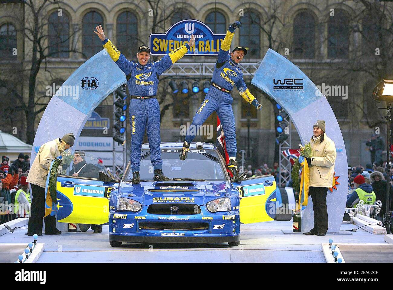 Norwegian driver Petter Solberg, Subaru Impreza WRC winner of the ...