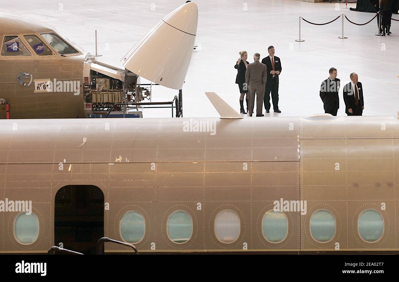 Dassault Falcon 7X assembly hall at Dassault Aviation plant in Merignac ...