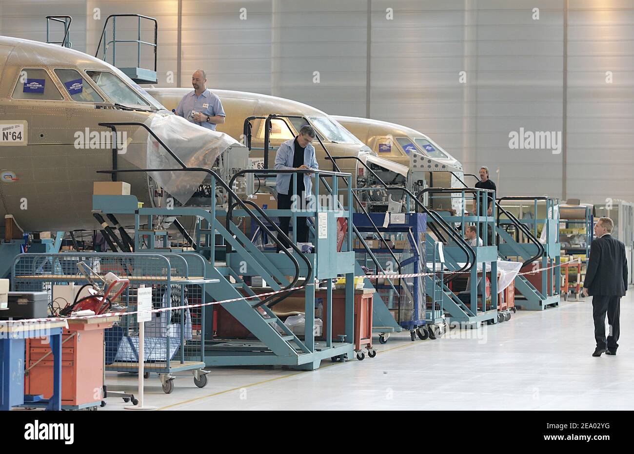 Dassault Falcon 7X assembly hall at Dassault Aviation plant in Merignac ...