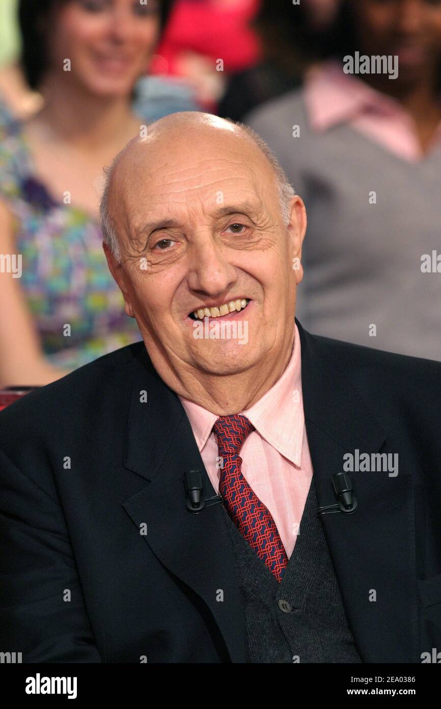 French TV presenter Pierre Tchernia during the taping of Michel Drucker ...