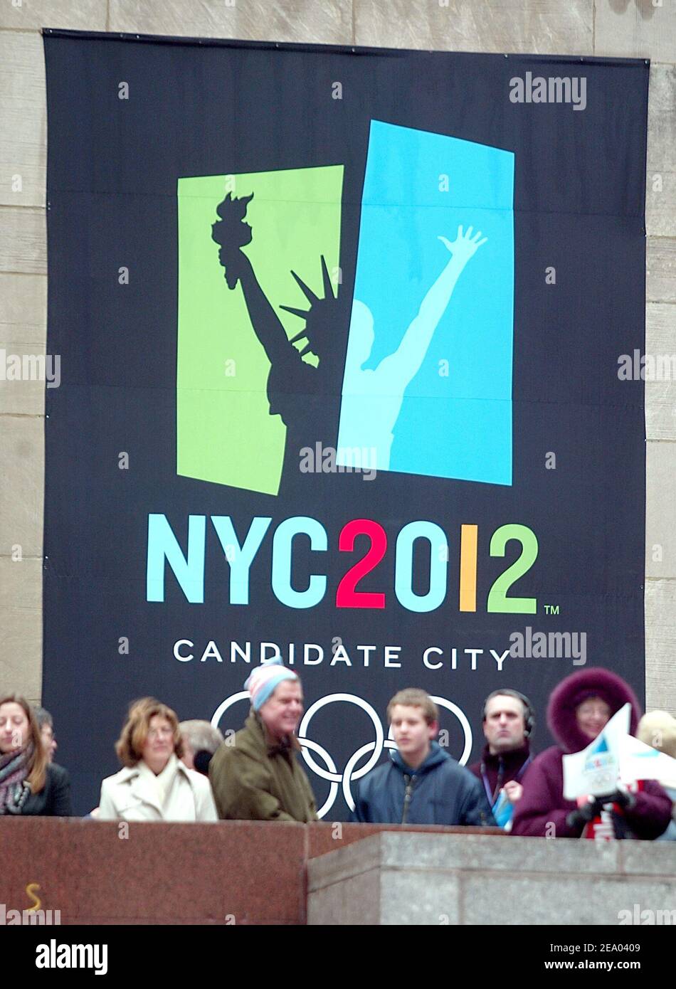 A rally at Rockefeller Center Skating Rink in New York City, NY, USA ...