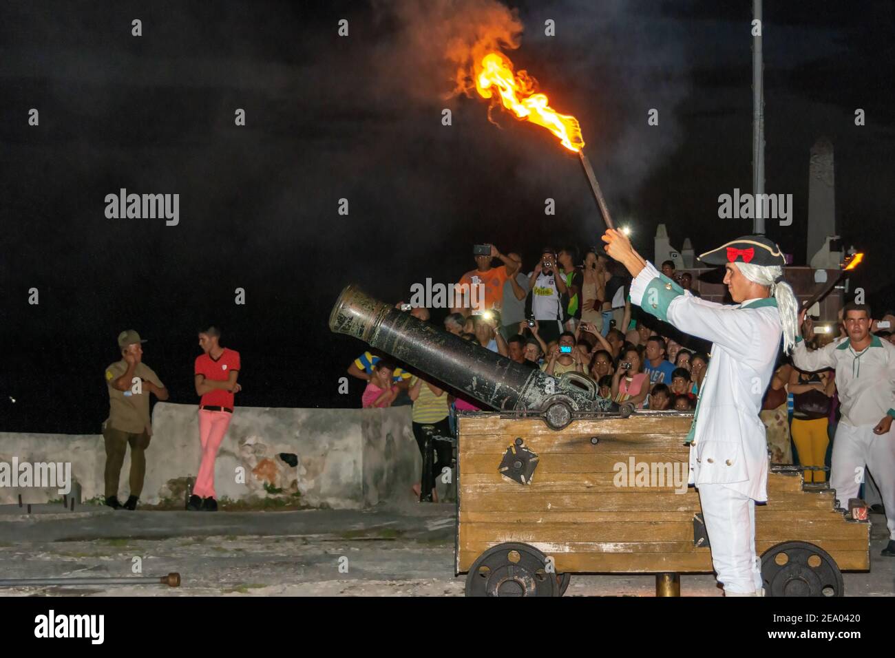 Cannon shot ceremony in San Carlos de la Cabana, Havana, Cuba Stock ...