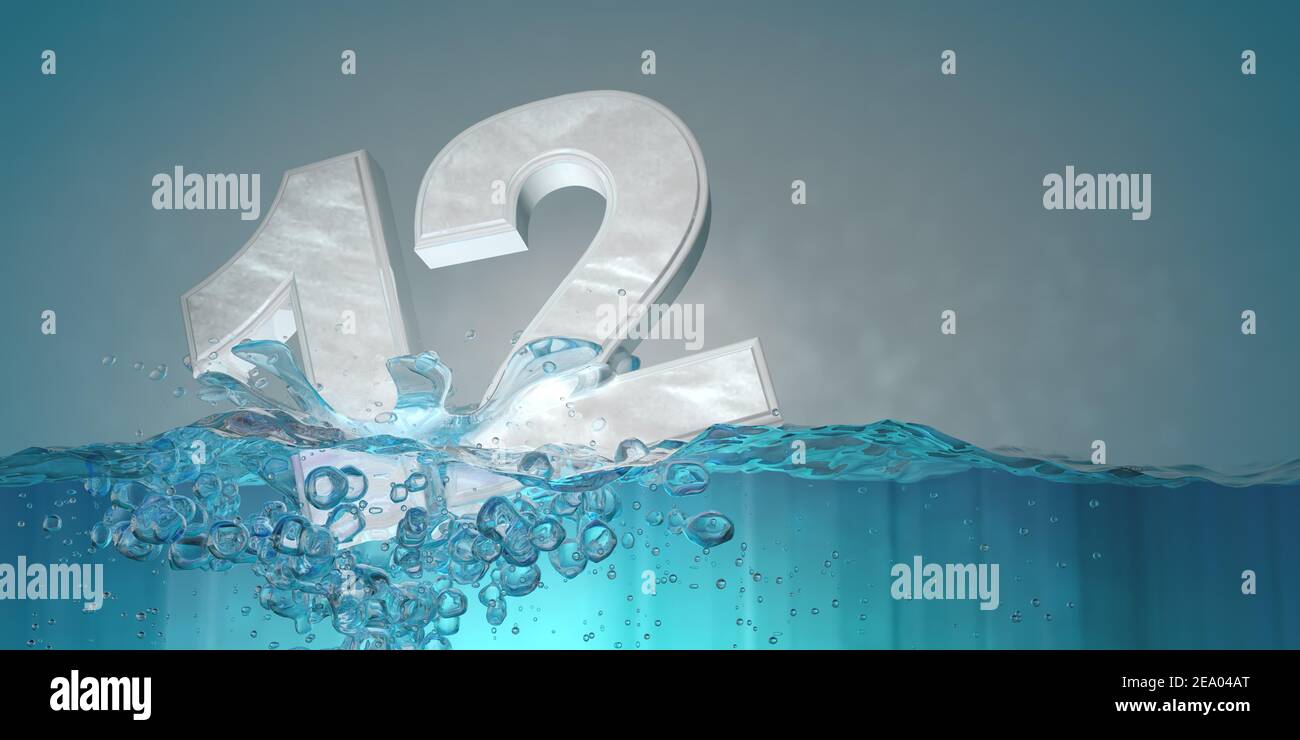 Number 12 in thick letters seen from the front sinking into the water ...