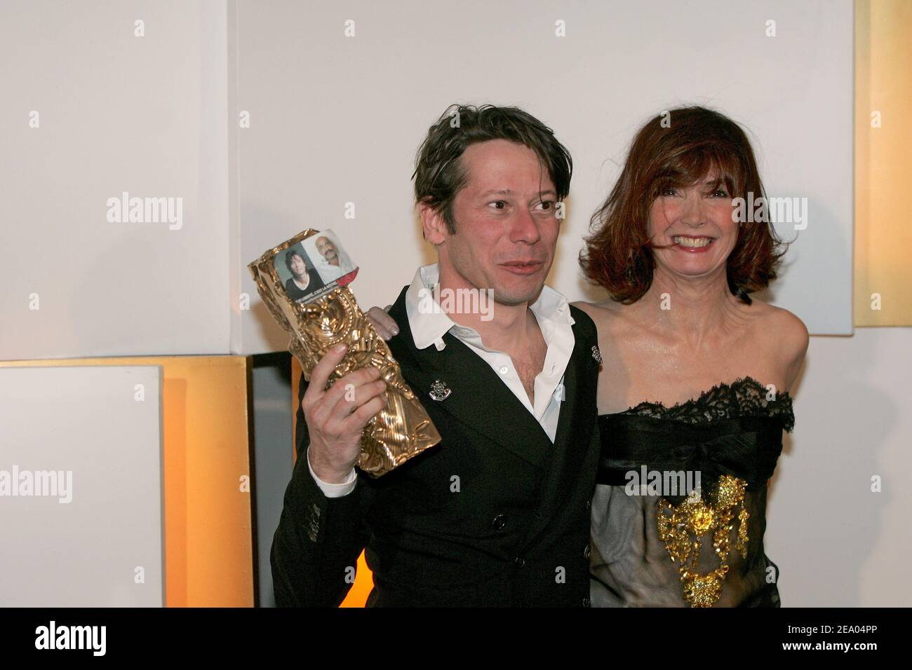 Best actor Mathieu Amalric and French actress Sabine Azema pose in the ...