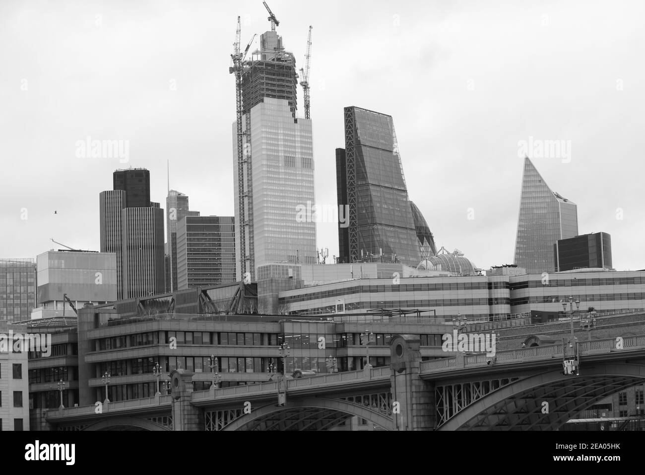 Contemporary buildings in the city of london Black and White Stock ...